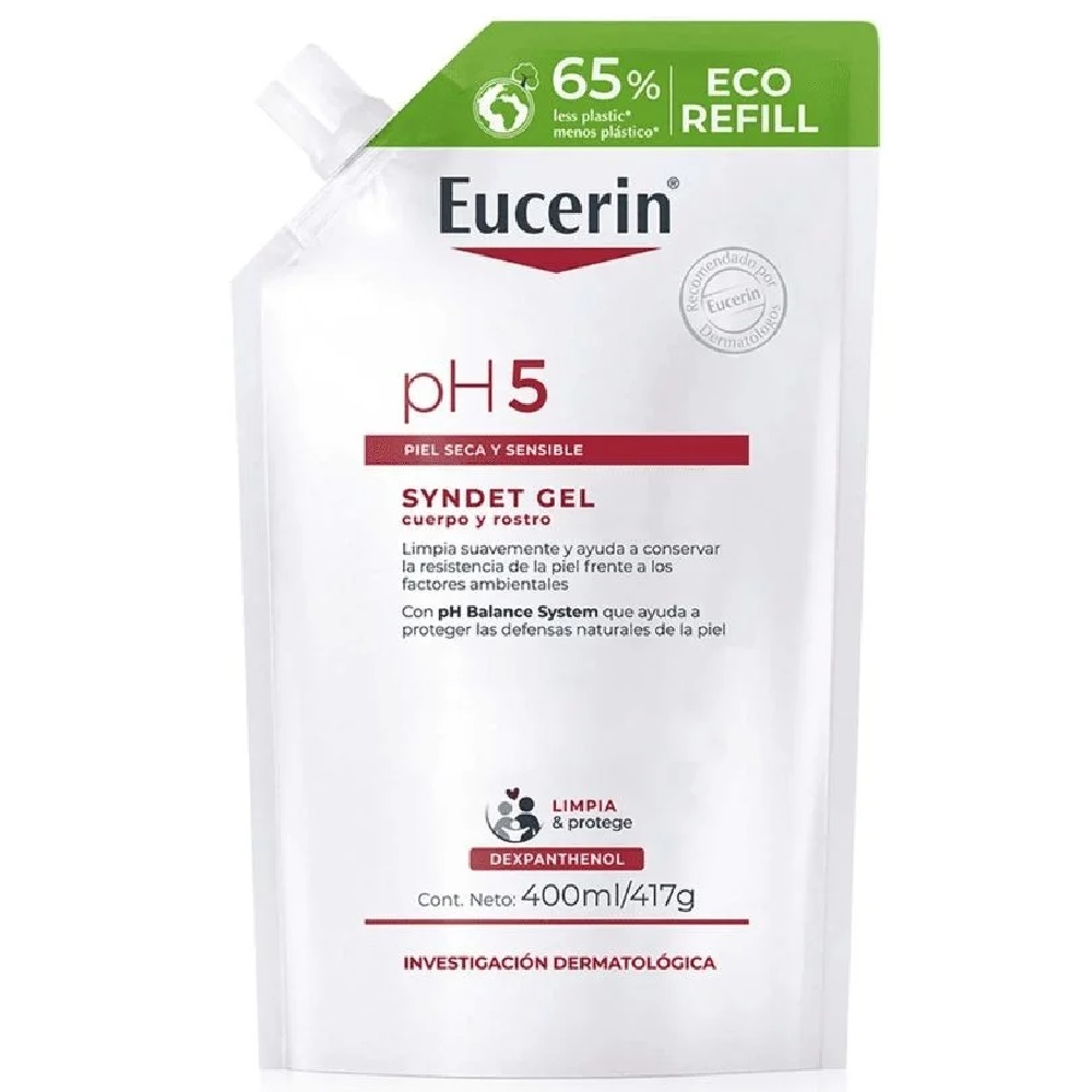 pH5 Syndet Gel Piel Seca y Sensible Recarga Eco Refill 400 mL Eucerin ...